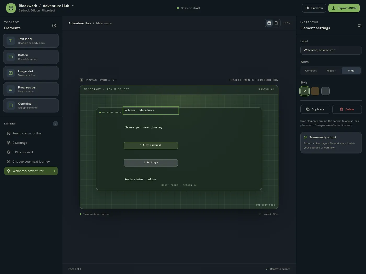 Bedrock GUI Builder