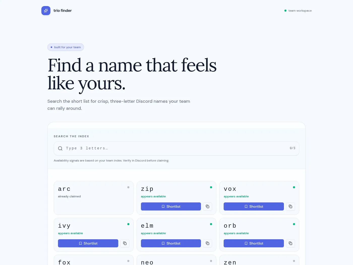 Discord Trio Finder