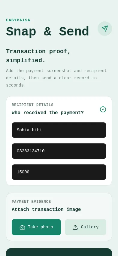 EasyPaisa Snap Send