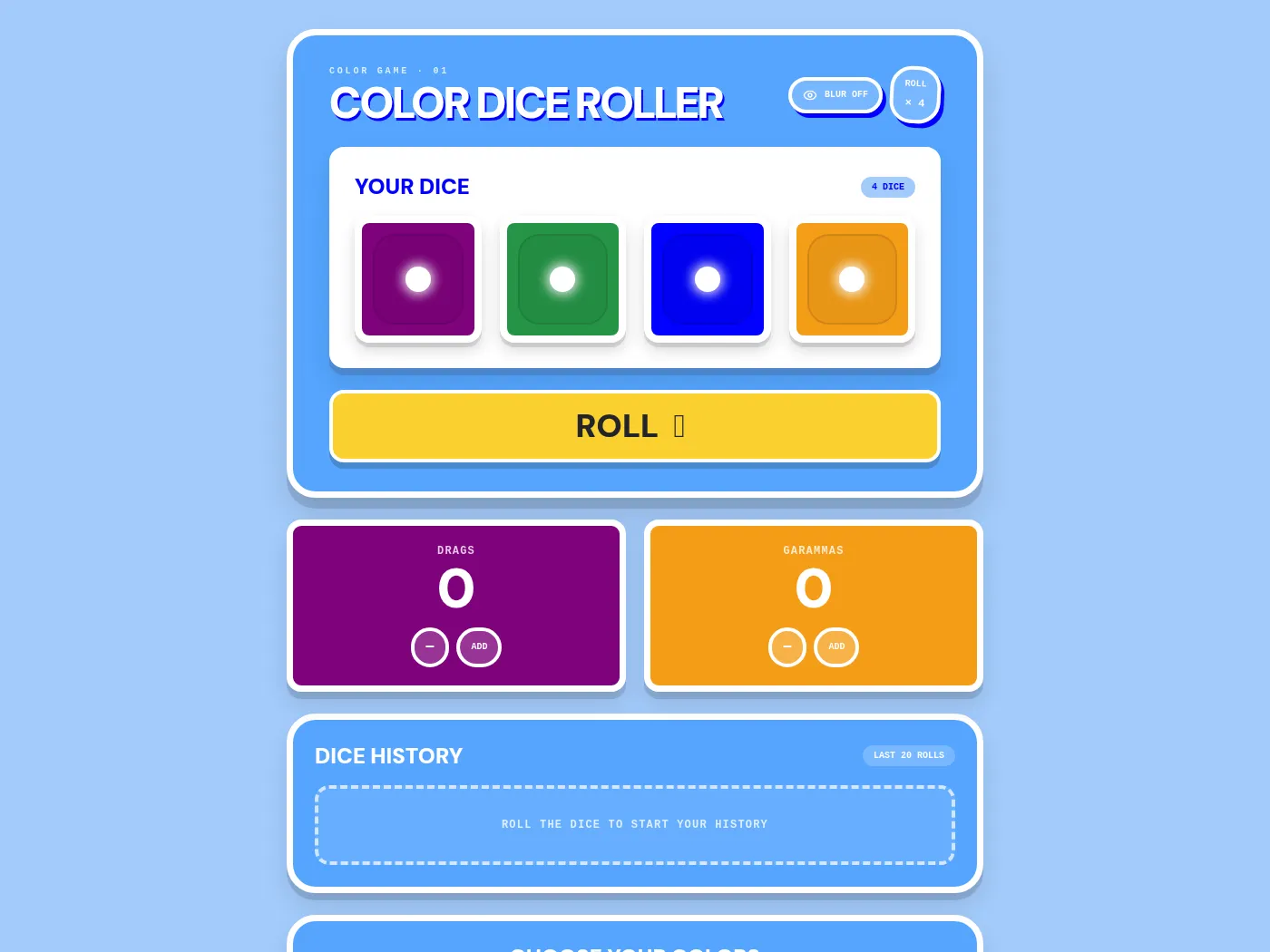 Online Color Dice