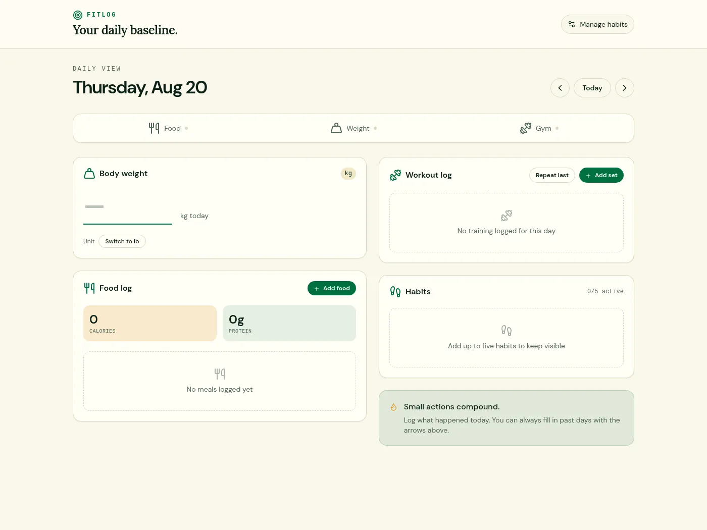 FitLog Personal Tracker