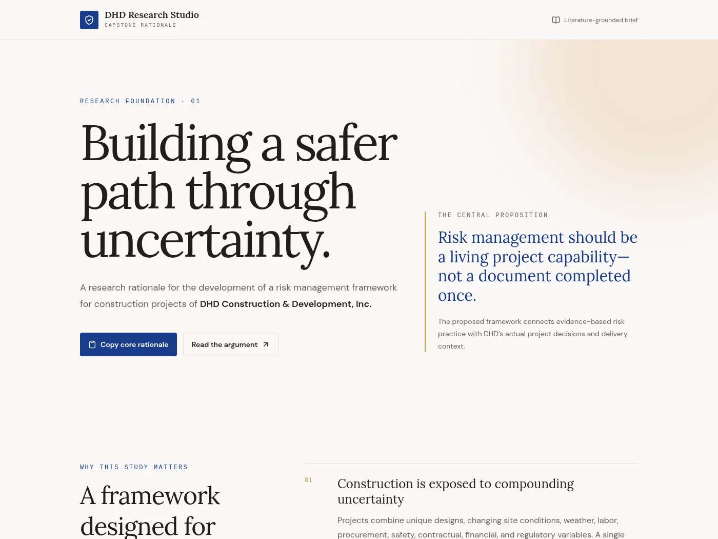 DHD Construction Risk Framework