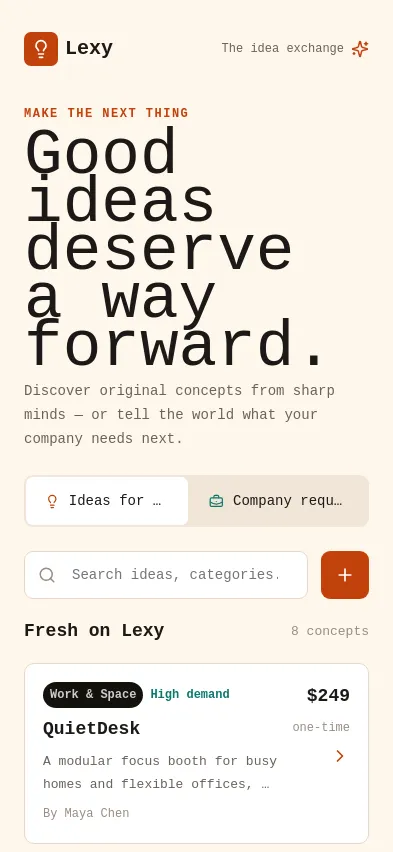 Lexy Idea Marketplace