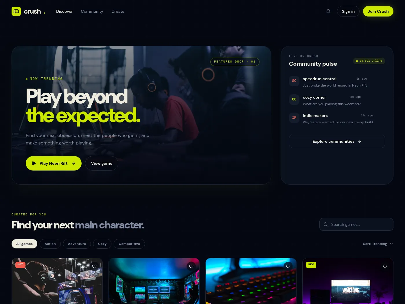 Crush Gaming Hub
