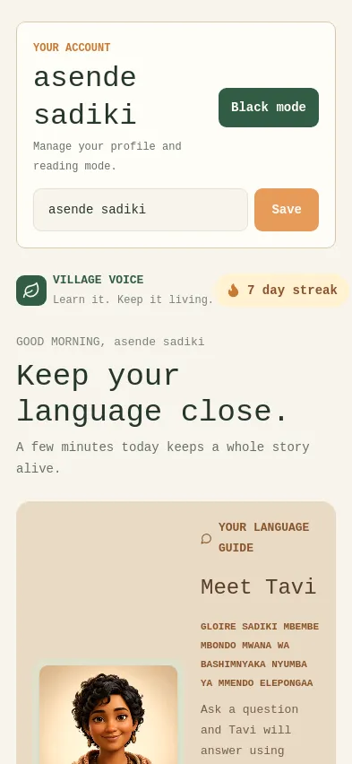 Village Voice Language App