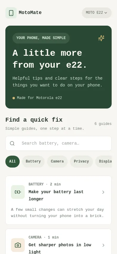 Moto E22 Companion