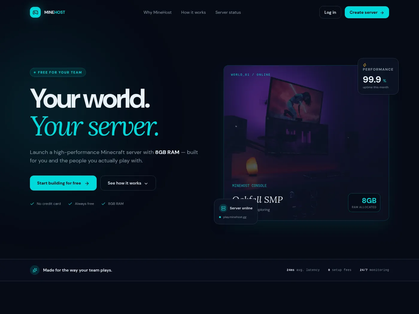 MineHost Free Servers