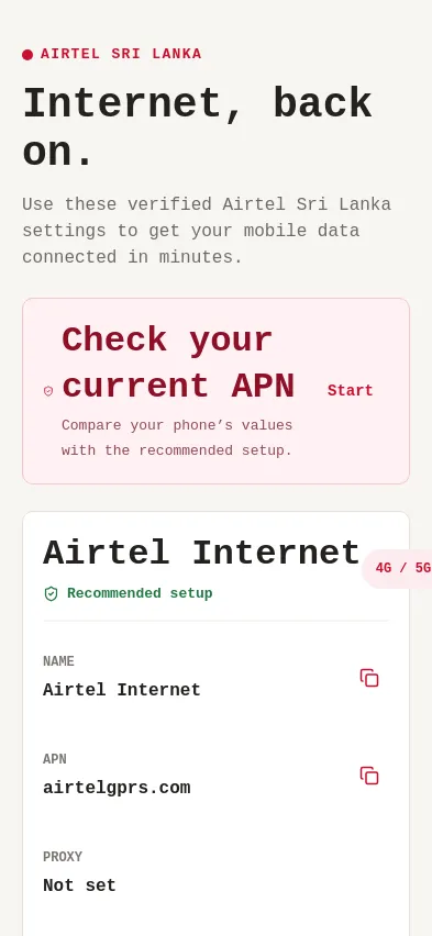 Airtel APN Configurator