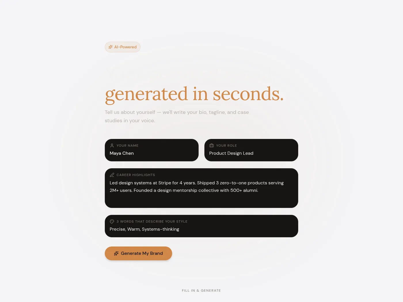 PersonaSite AI Generator