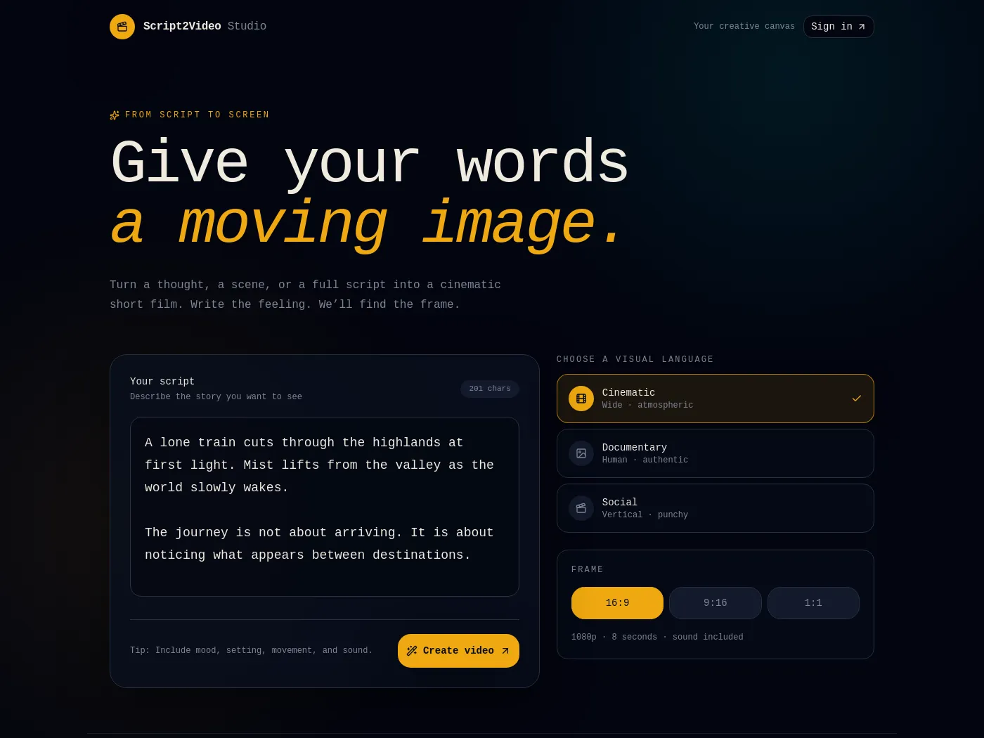 Script2Video Studio