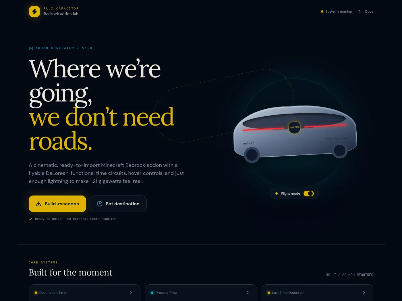 Back to the Future Car Addon