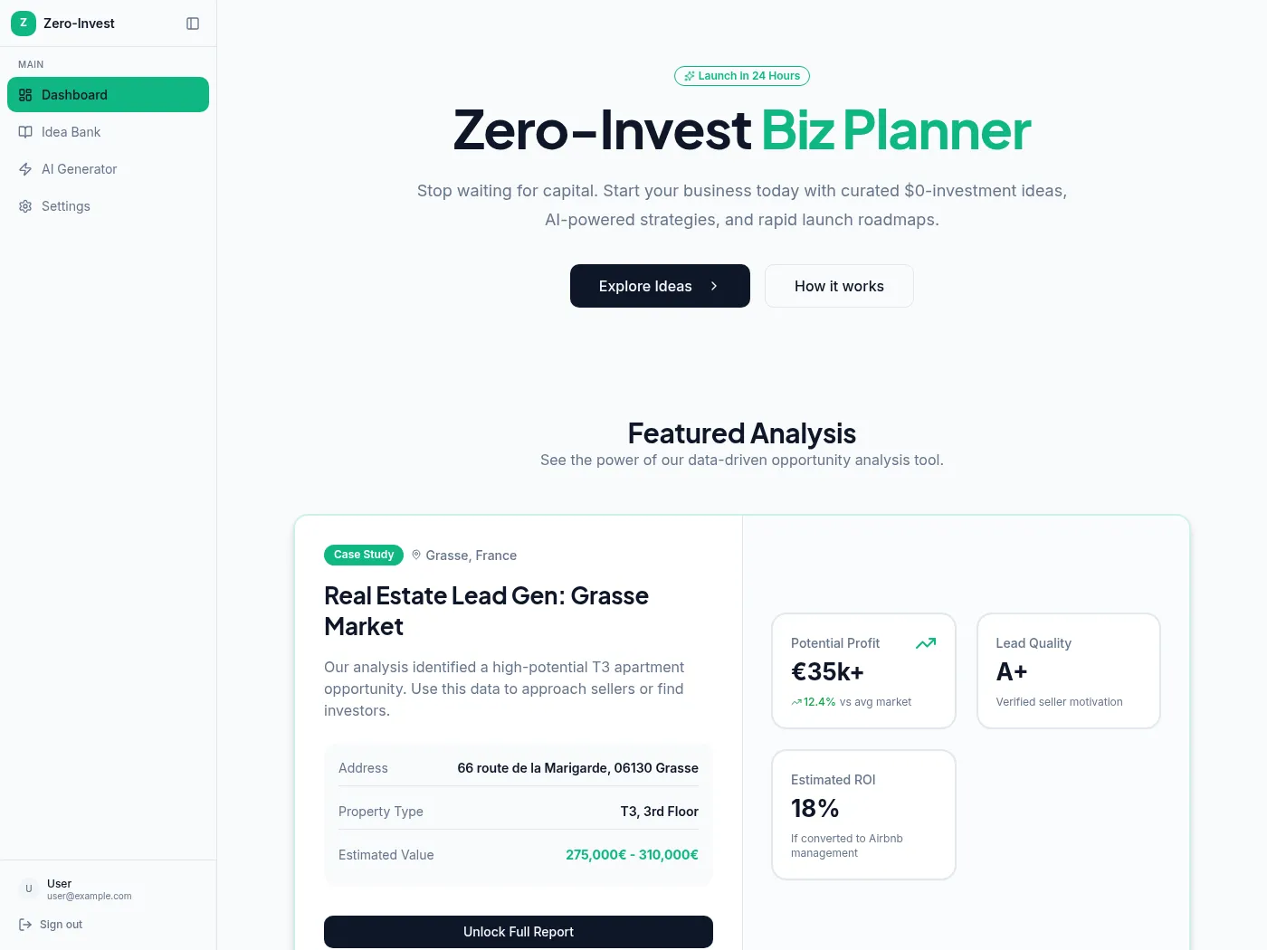 Zero-Invest Biz Planner