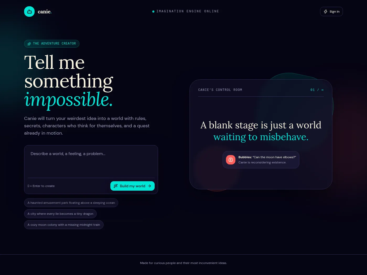 Canie AI Adventure Creator