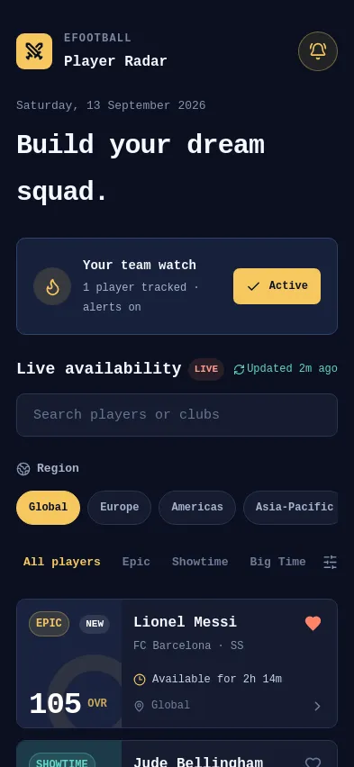 eFootball Player Tracker
