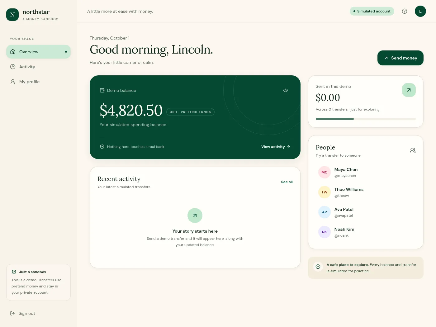 Simulated Fintech Explorer