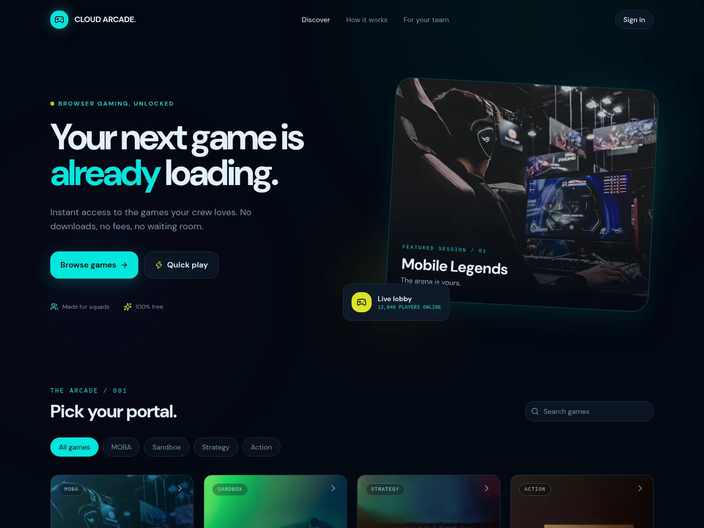 Cloud Arcade Hub
