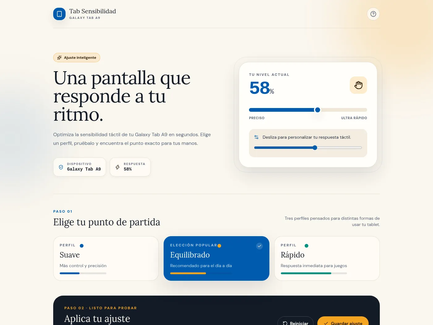 Sensibilidad Tab Optimizer