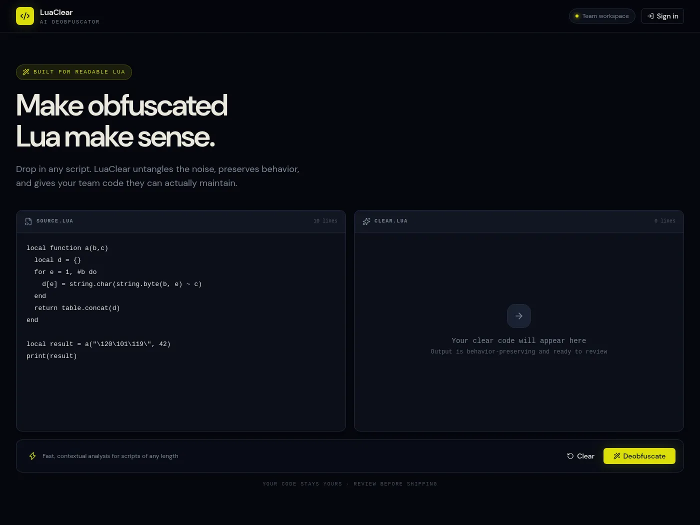 Lua Deobfuscator AI