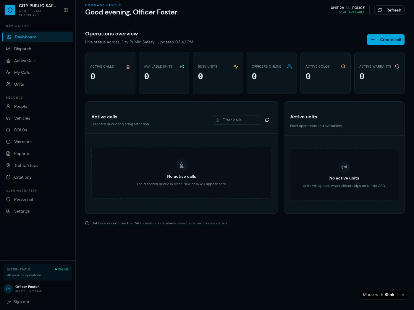 Police CAD Pro Interface