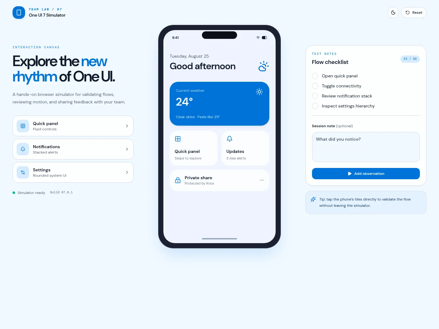 One UI 7 Web Simulator