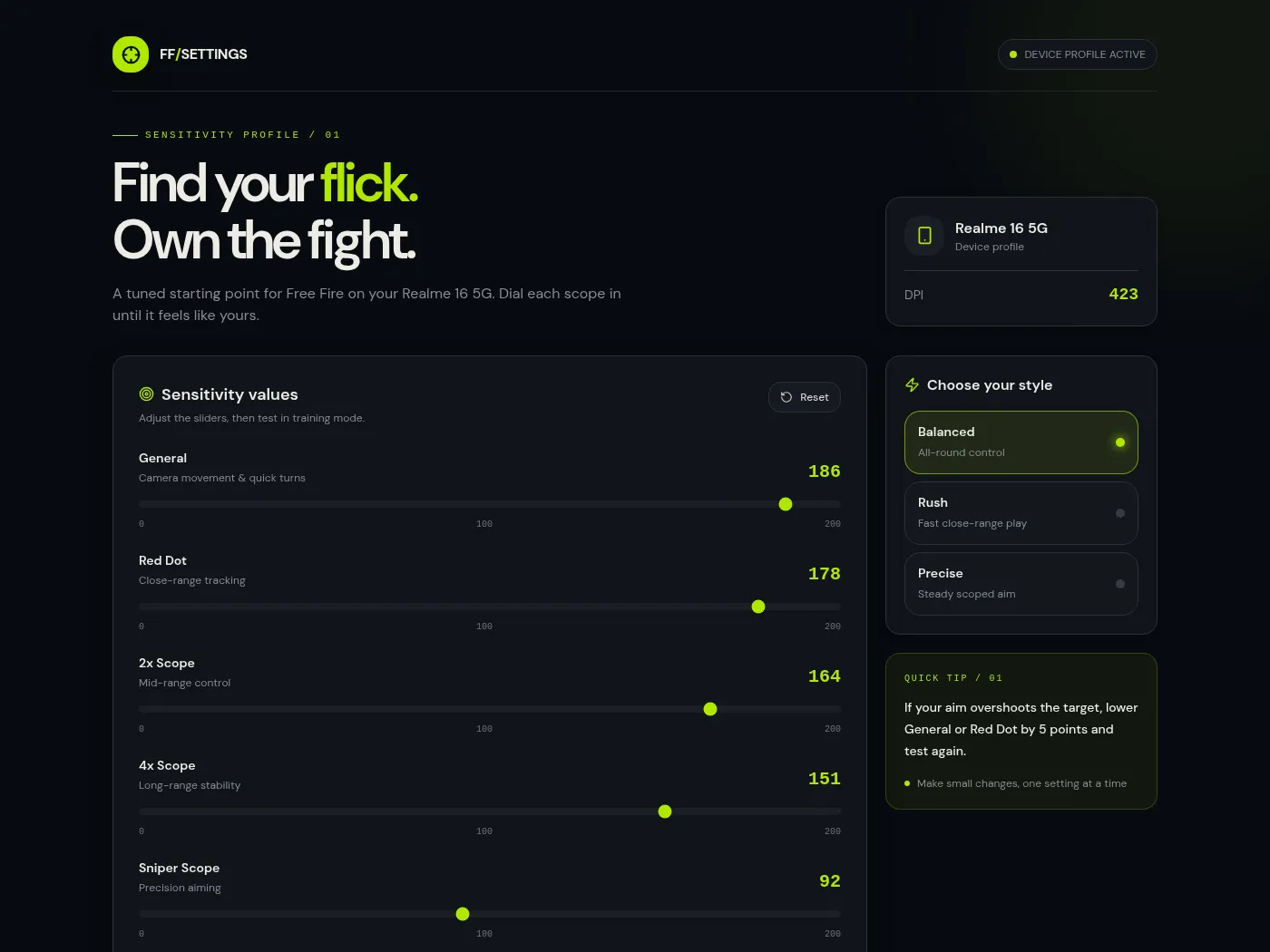 FF Sensitivity Finder