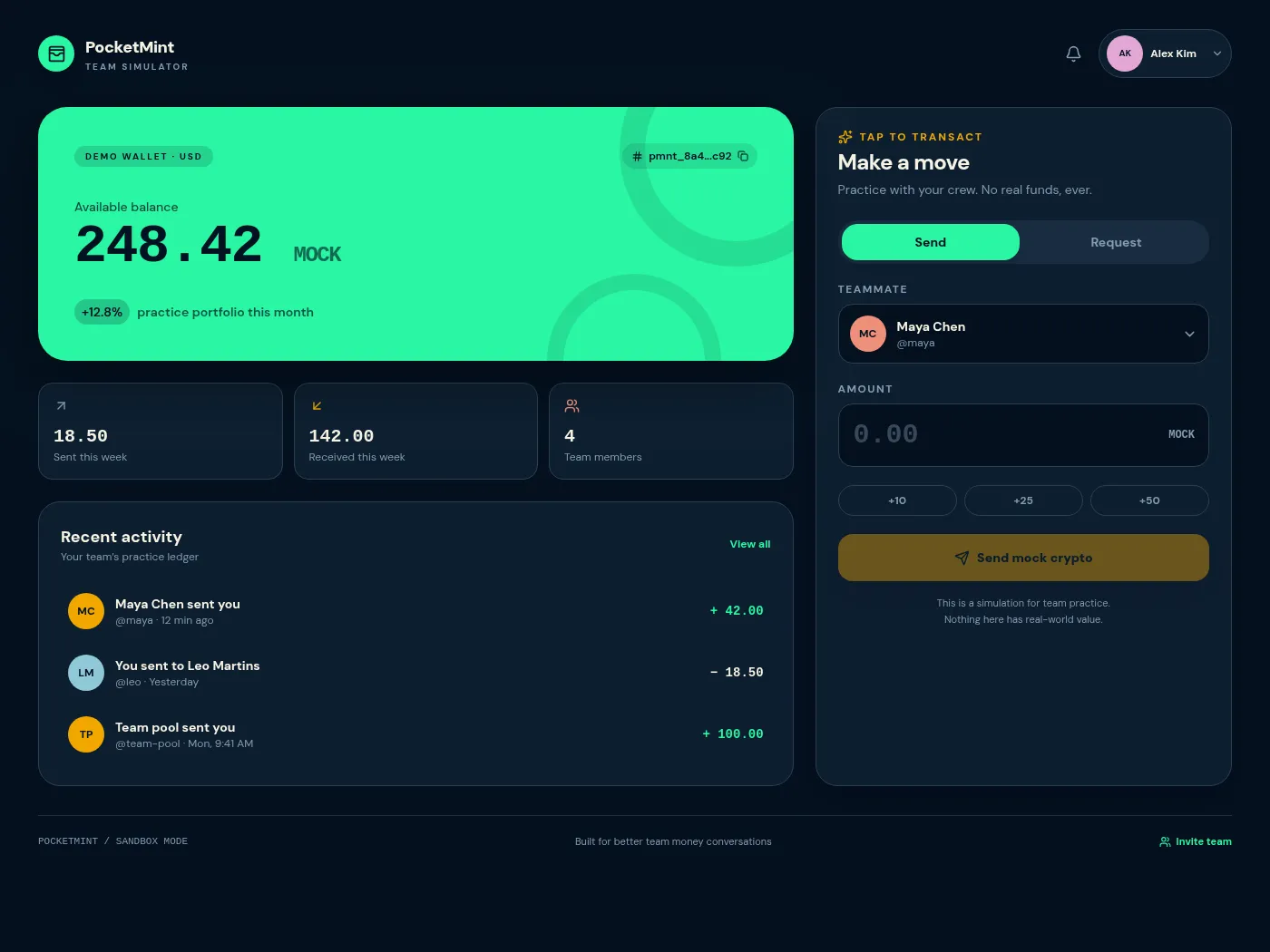 Team Crypto Wallet Simulator