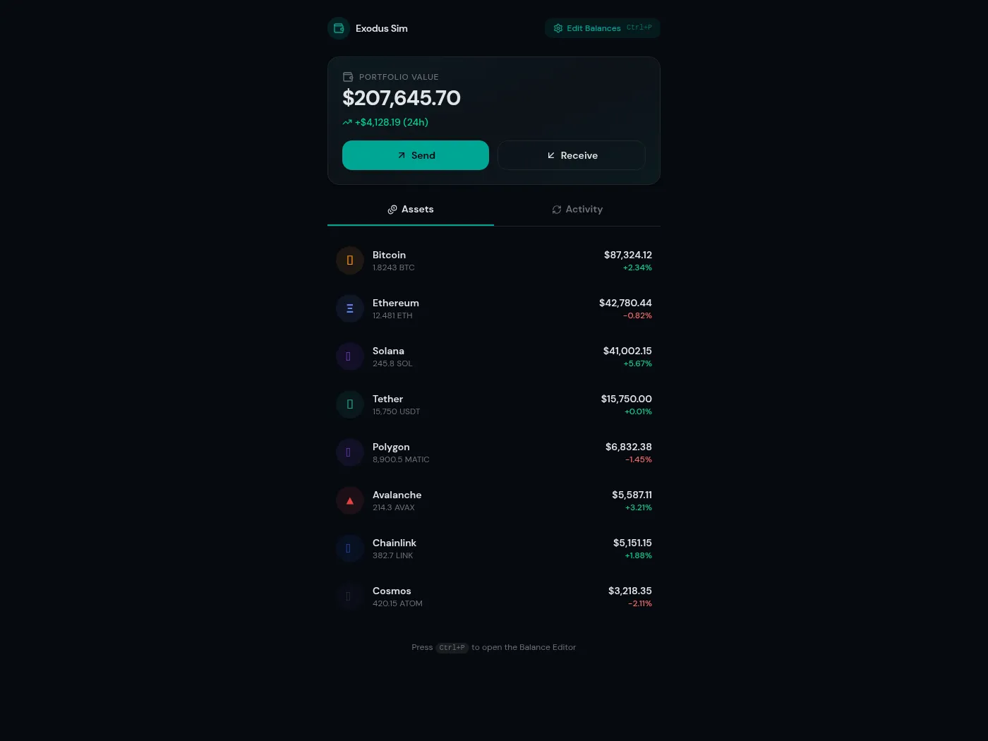 Exodus Sim Wallet