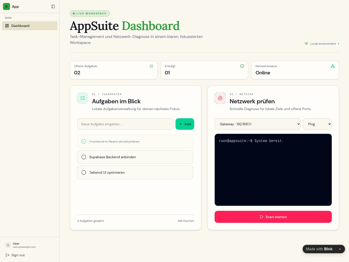 AppSuite Dashboard