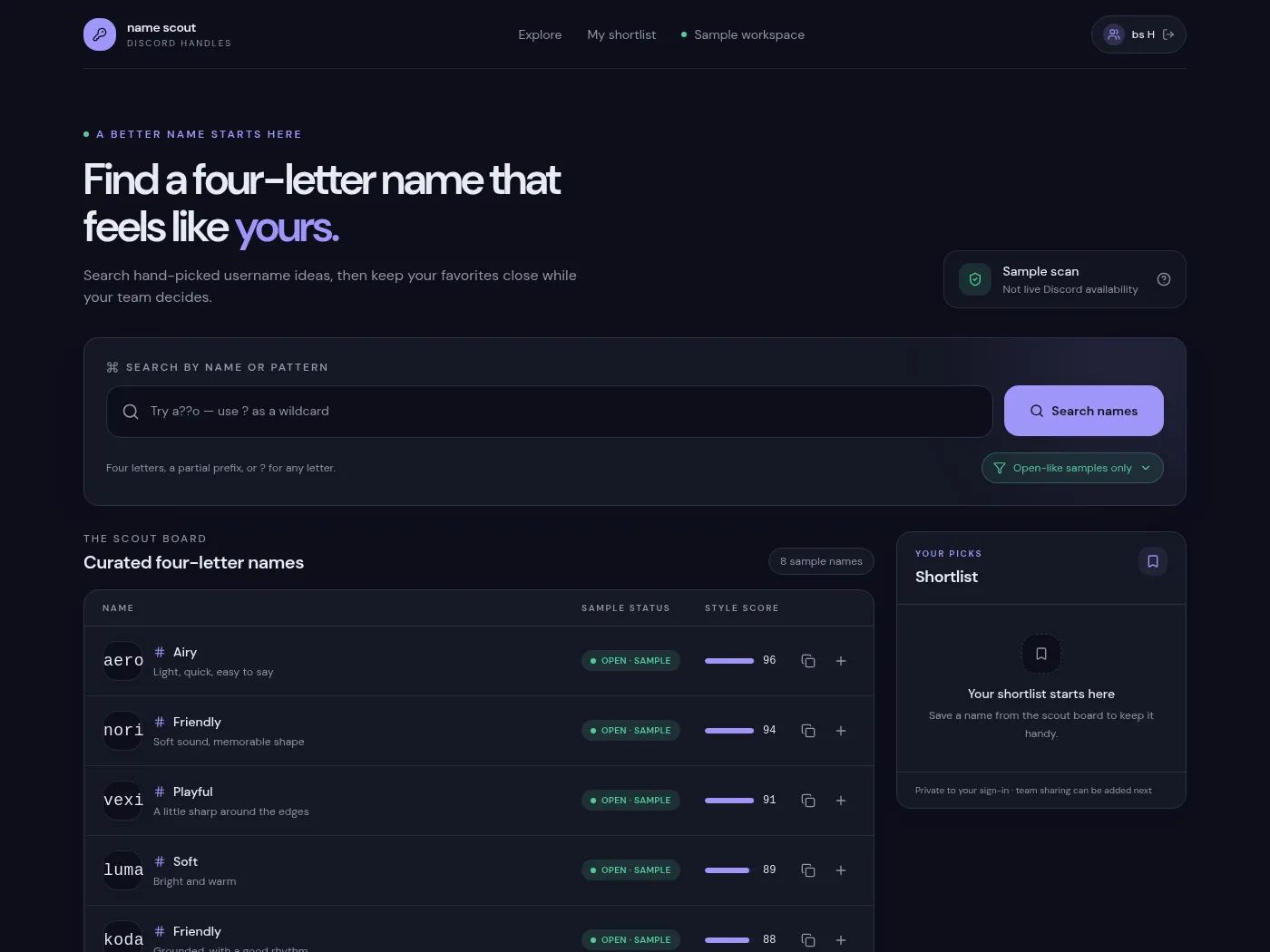 Discord Name Scout