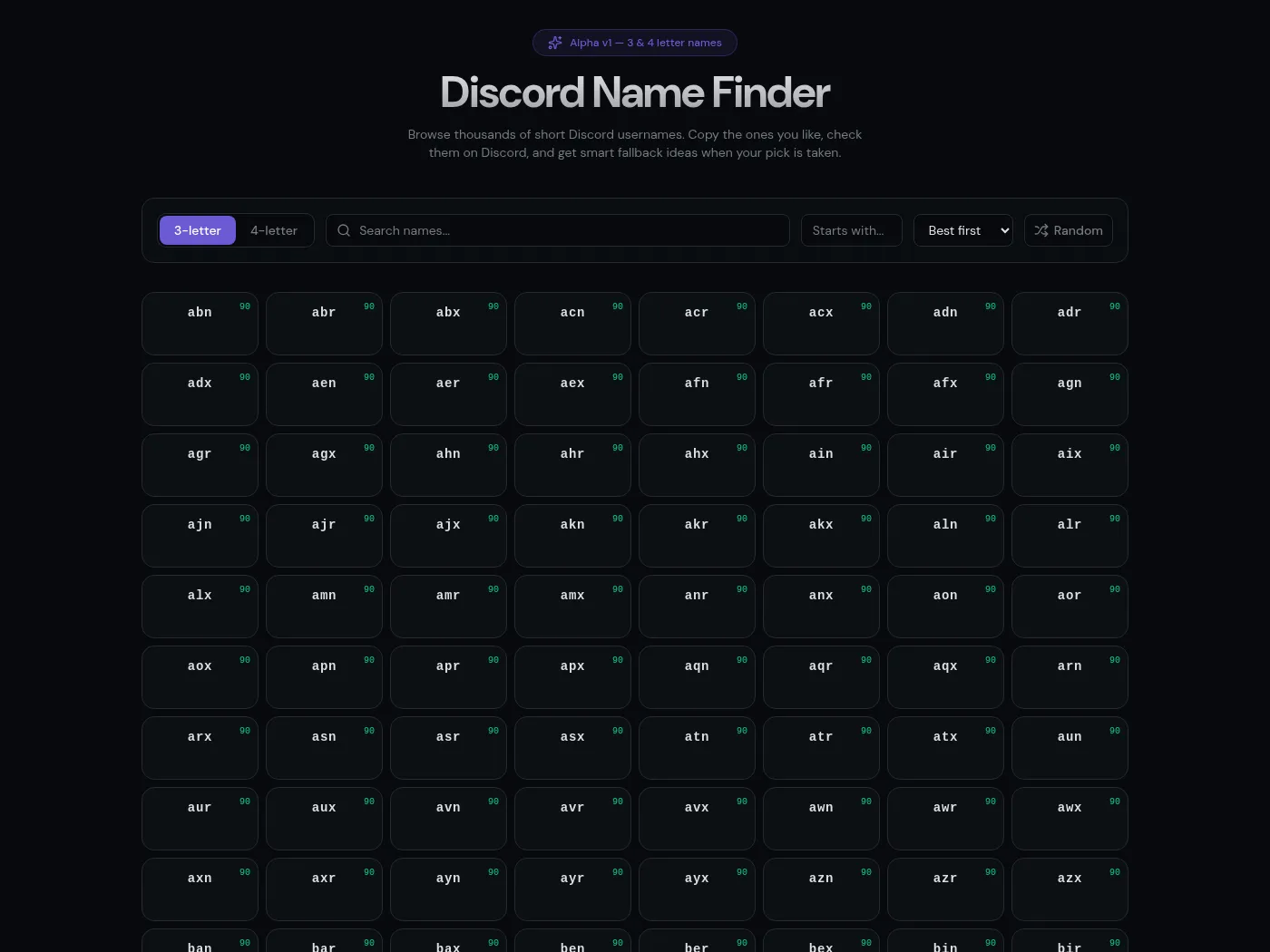 Discord Name Finder