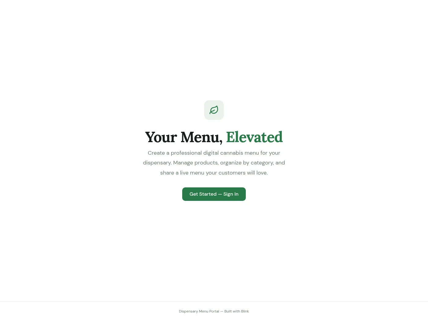 Dispensary Menu Portal