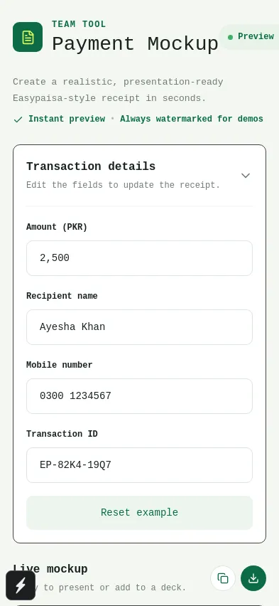 Easypaisa Mockup Generator