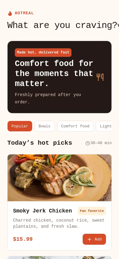 HotMeal Delivery App