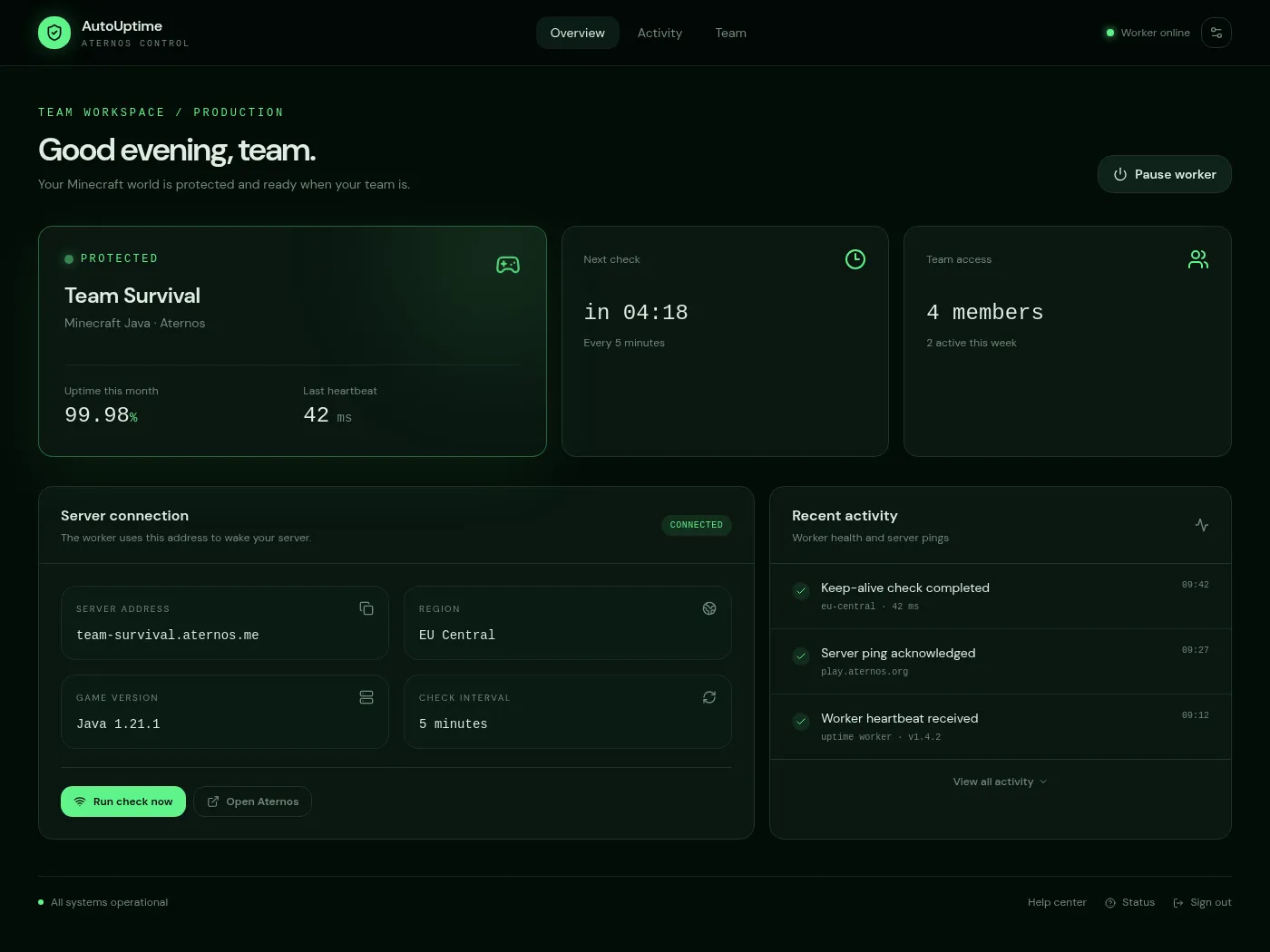 Aternos AutoUptime Bot