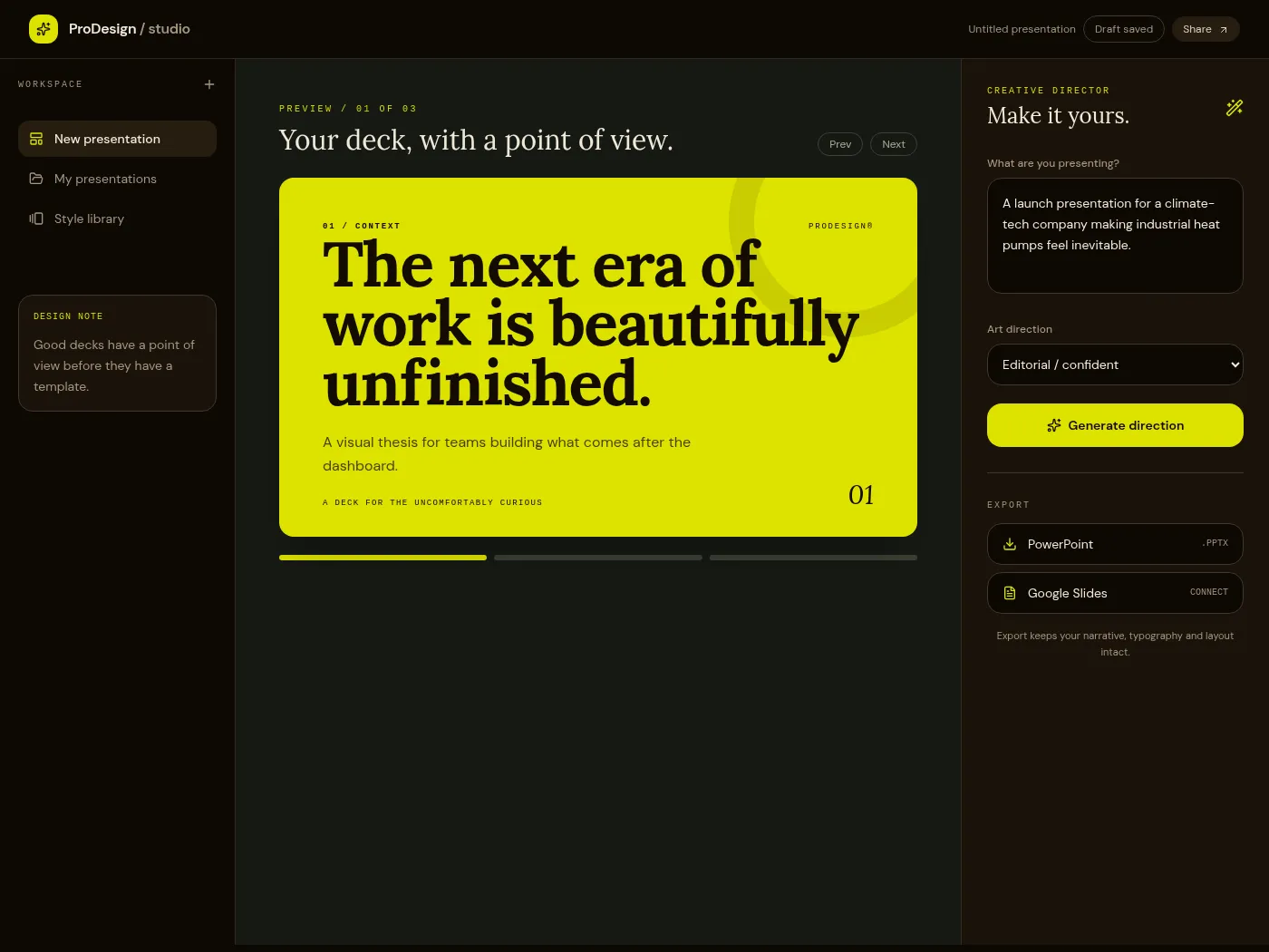 ProDesign AI Presentations