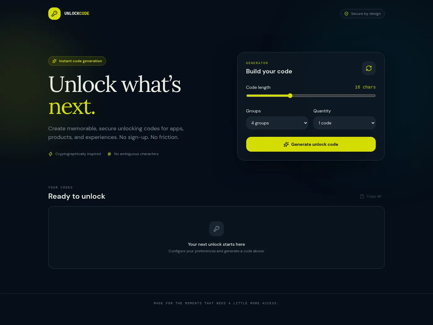 UnlockCode Generator