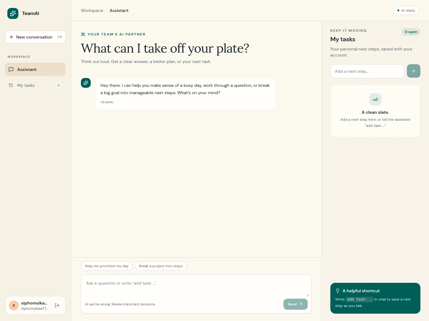 TeamAI Task Assistant