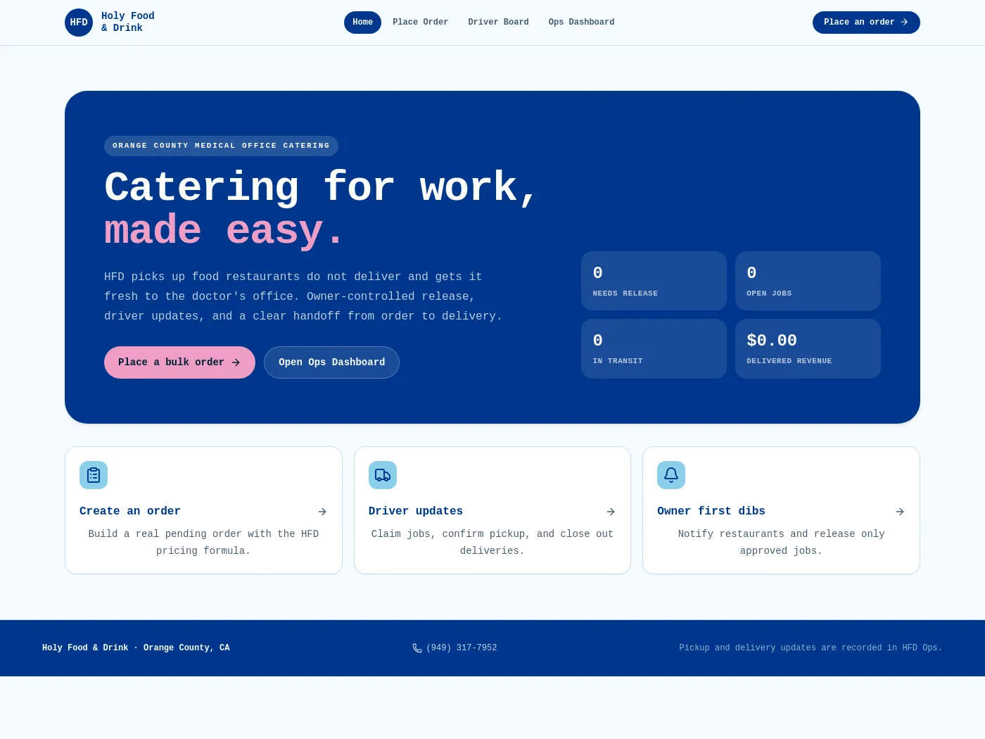 Holy Food & Drink Web App