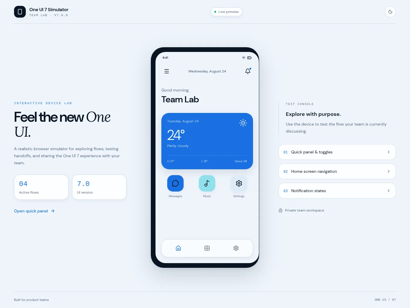One UI 7 Web Simulator