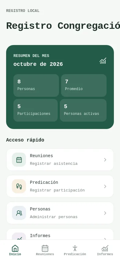Registro Congregación App