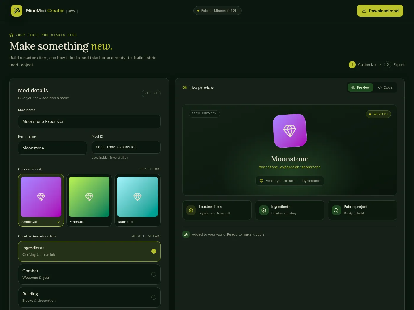 MineMod Creator