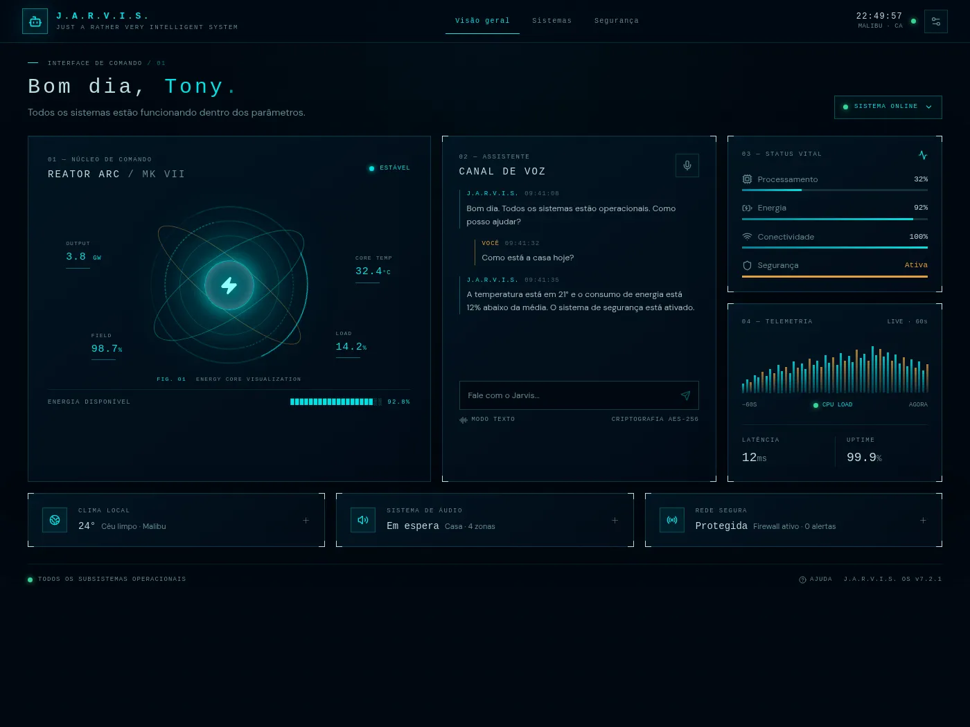 Jarvis Futuristic Dashboard