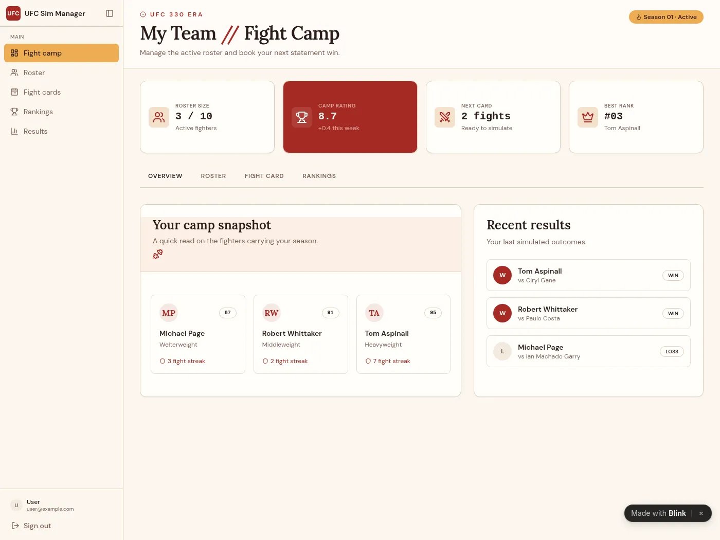 UFC Sim Manager