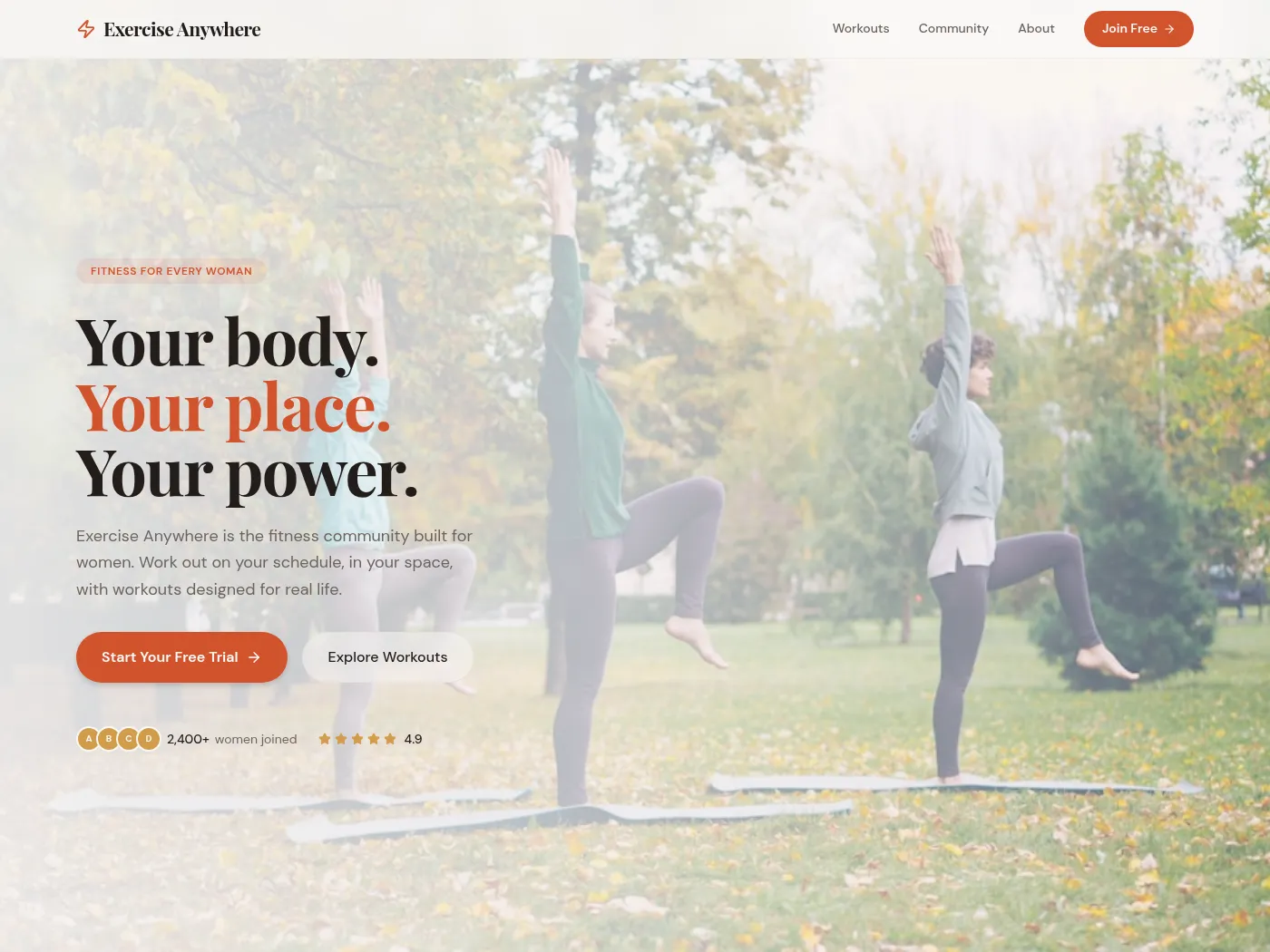 Exercise Anywhere Fitness Site