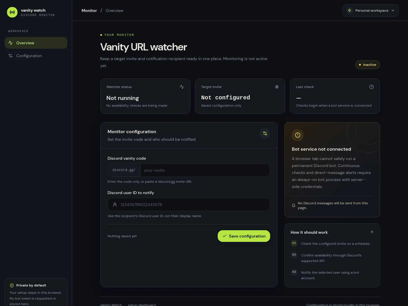Vanity URL Watcher Bot