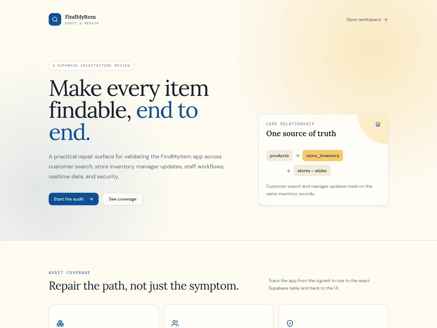FindMyItem Audit & Repair