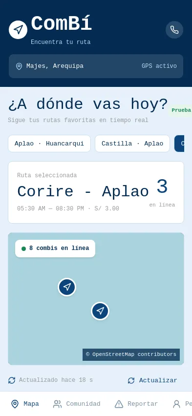 ComBí: Real-Time Route Finder