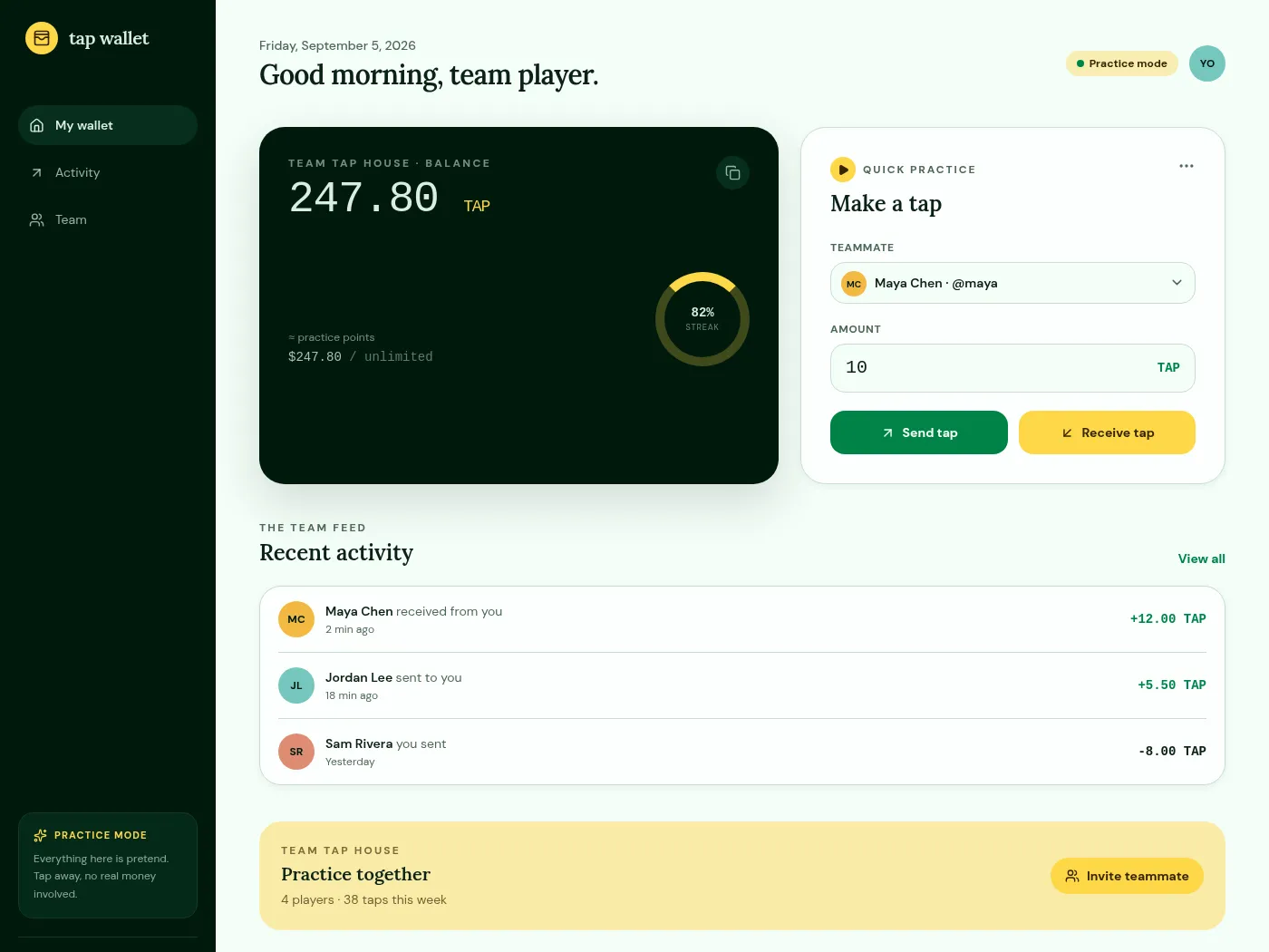 Tap Wallet Simulator