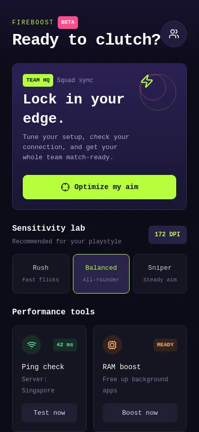 FireBoost Gamer App