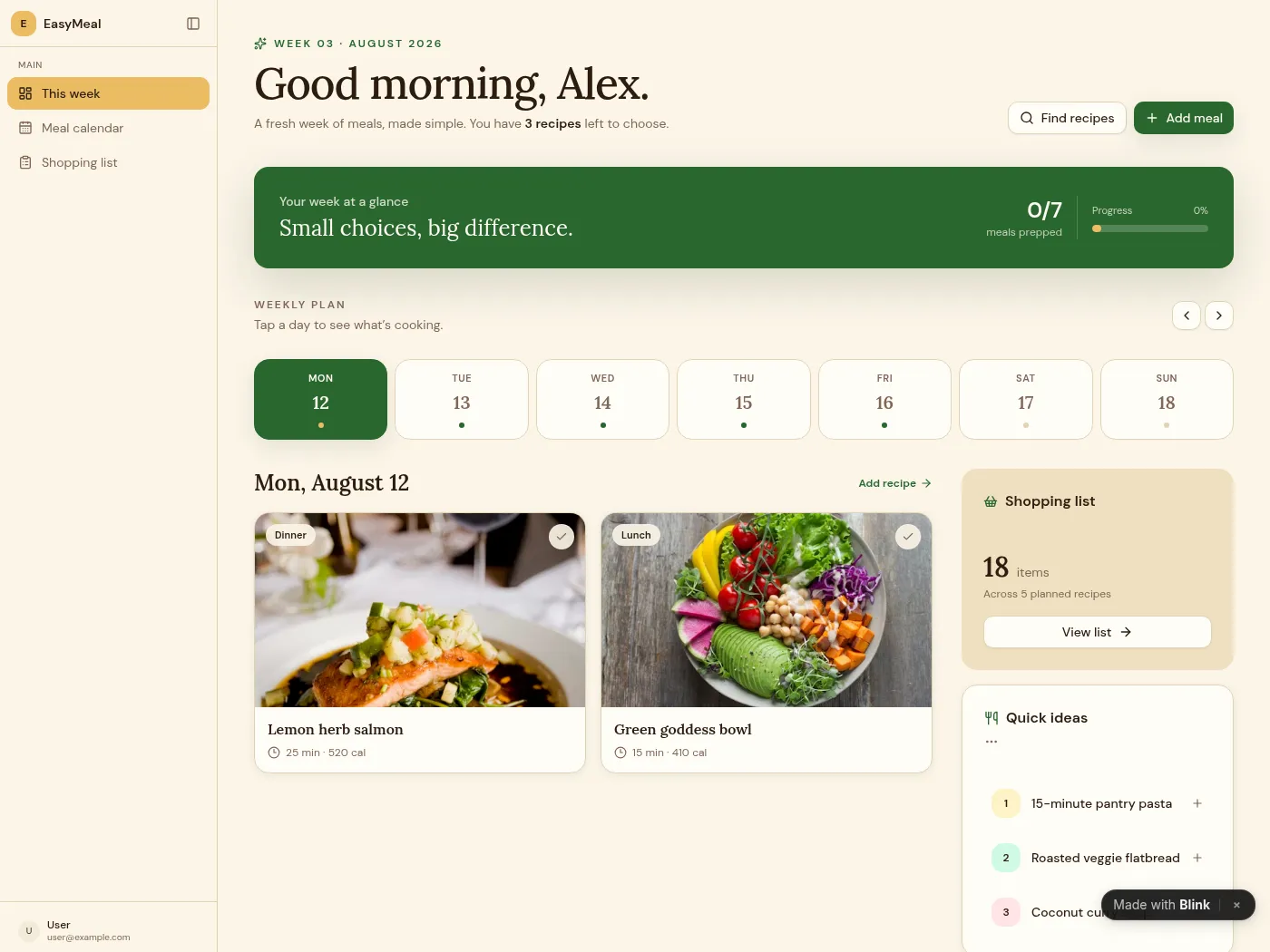 EasyMeal Planner